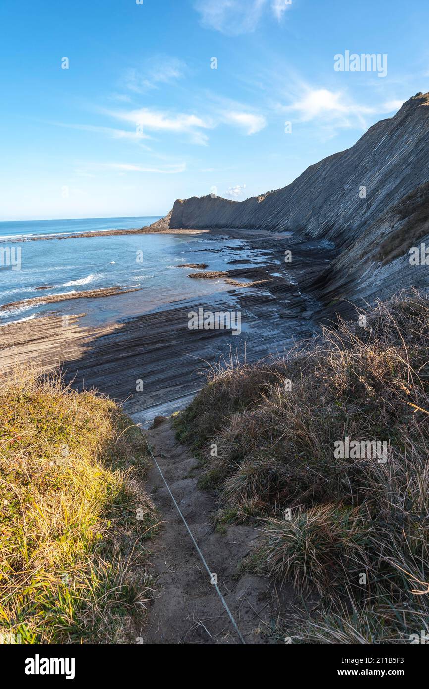 Impressive Geopark in Sakoneta in Deba, seen from above. Basque Country ...