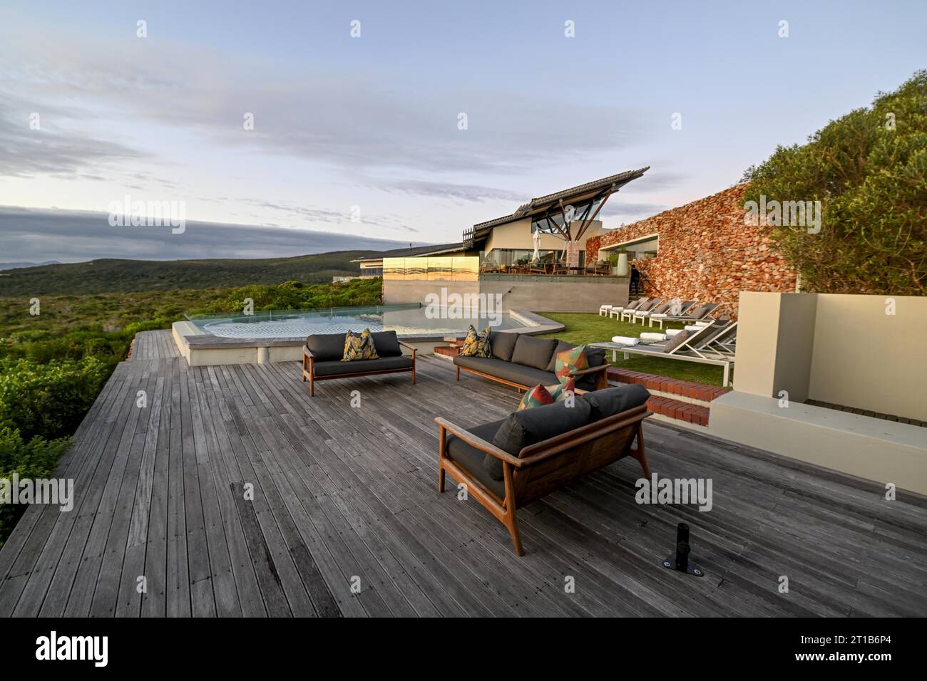 Forest Lodge, outdoor shot, blue hour, Grootbos Private Nature Reserve ...