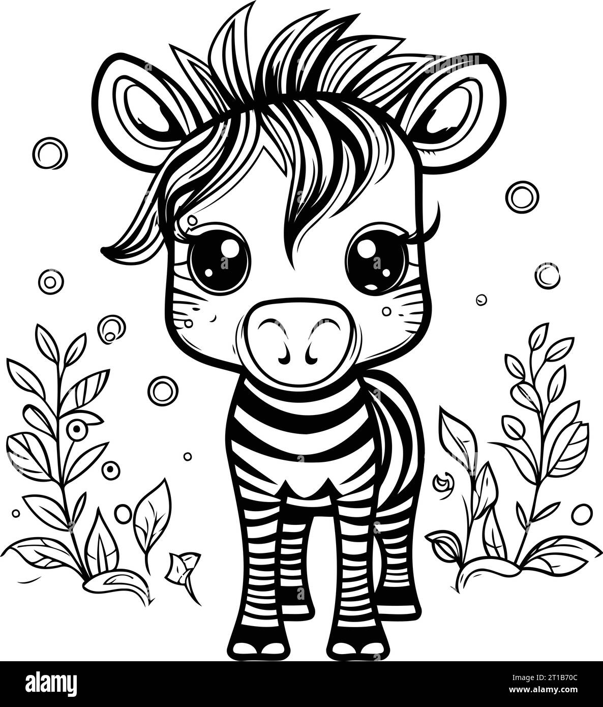 Coloring page with cute zebra. Coloring book for children Stock Vector ...