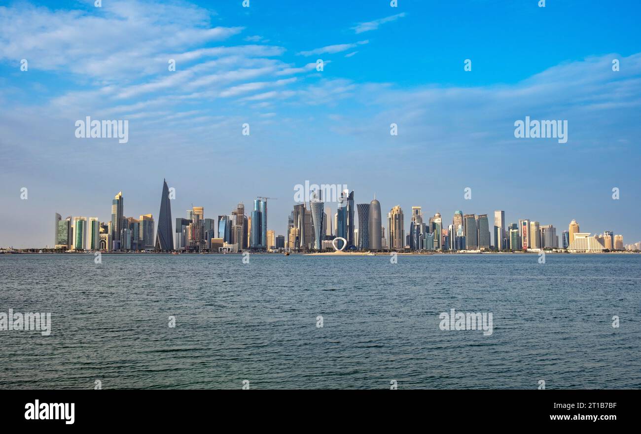 Skyline of West Bay, Al Dafna as seen from Mina District, Doha, Qatar ...