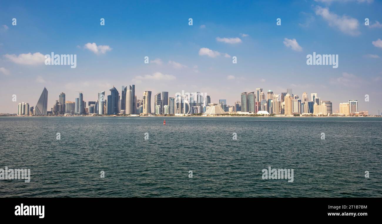 Skyline of West Bay, Al Dafna as seen from Mina District, Doha, Qatar ...