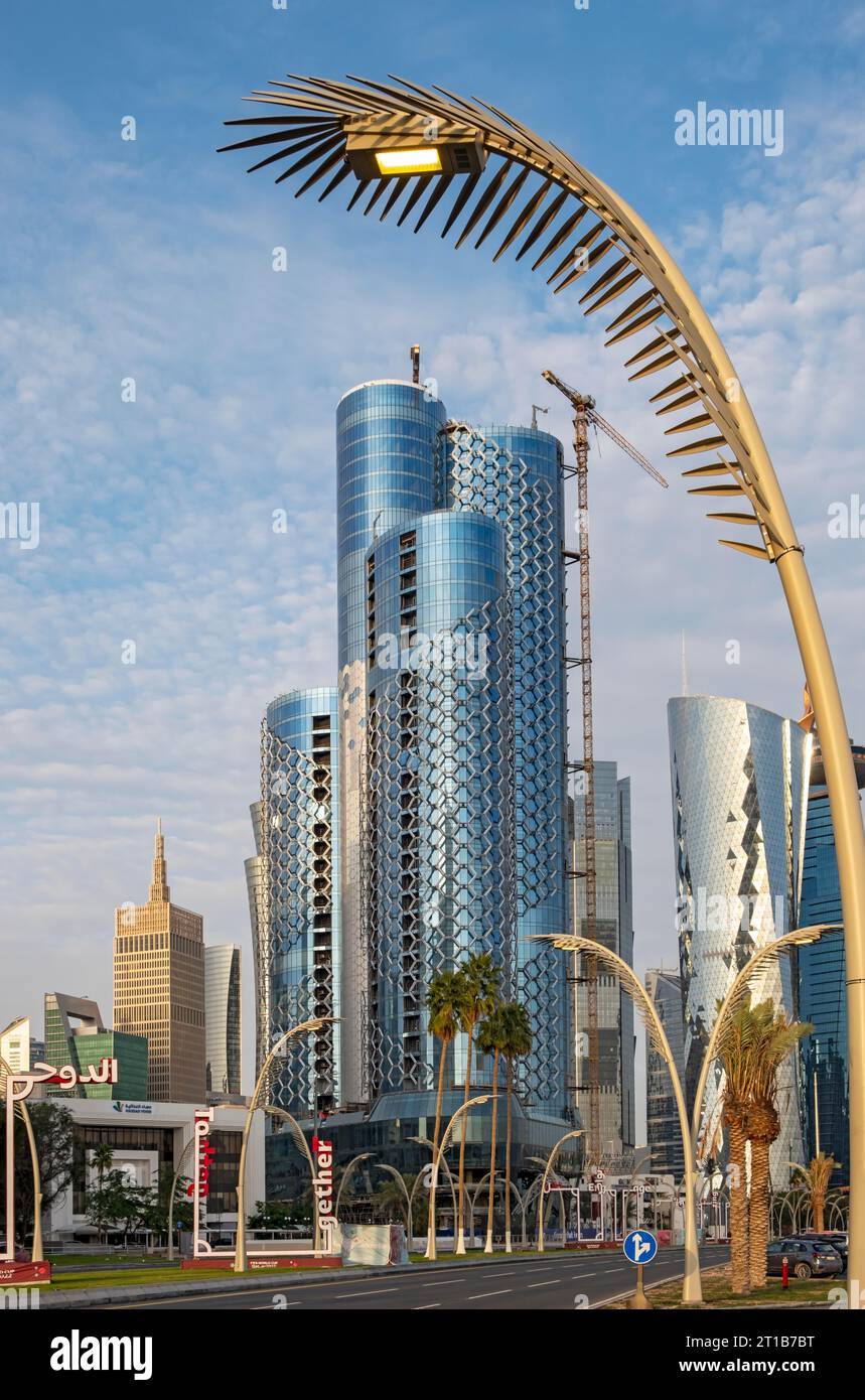 Corniche Park Towers aka QIMC Tower, Doha, Qatar Stock Photo - Alamy