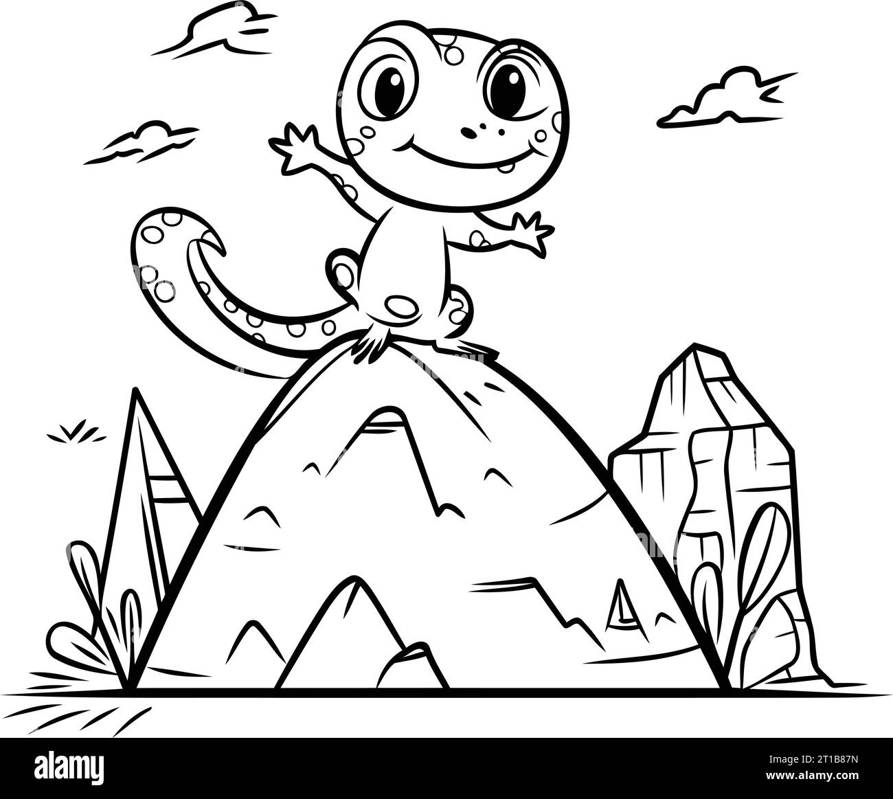 Lizard on rock Stock Vector Images - Alamy