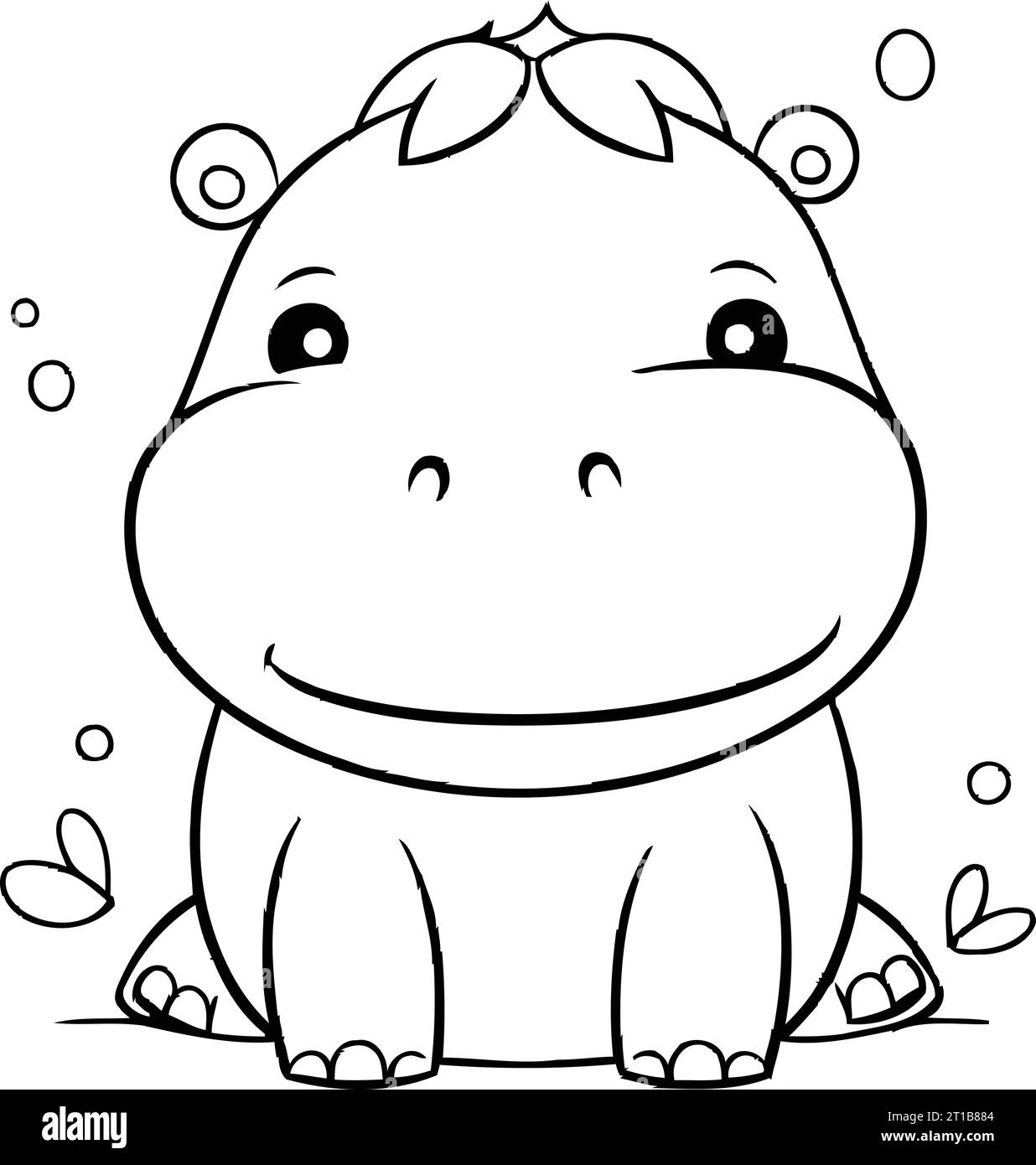 Coloring book for children. Hippopotamus. Vector illustration Stock ...