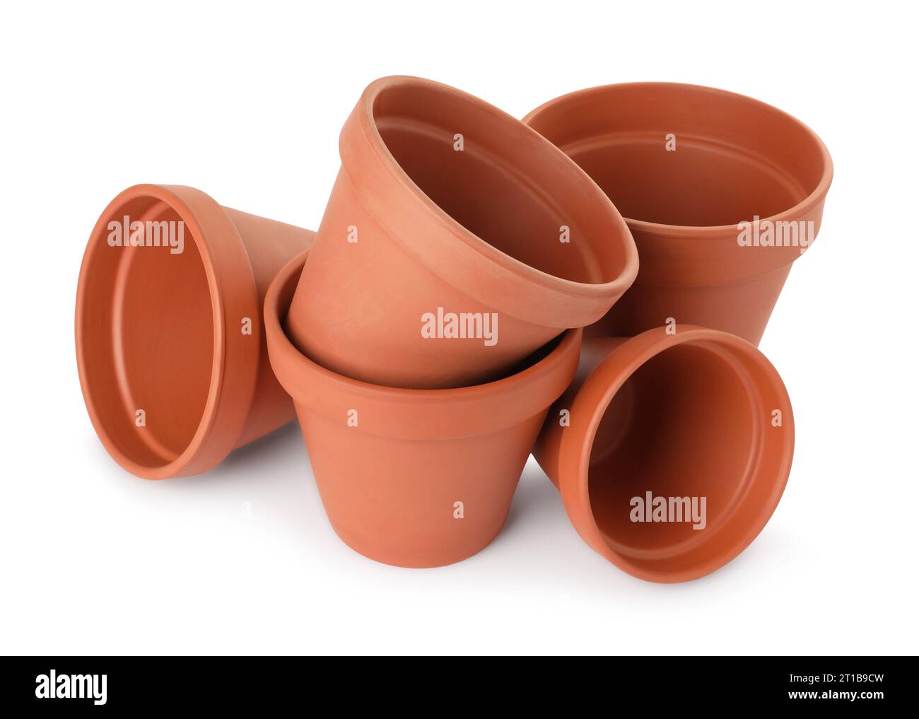 Empty clay flower pots isolated on white Stock Photo - Alamy