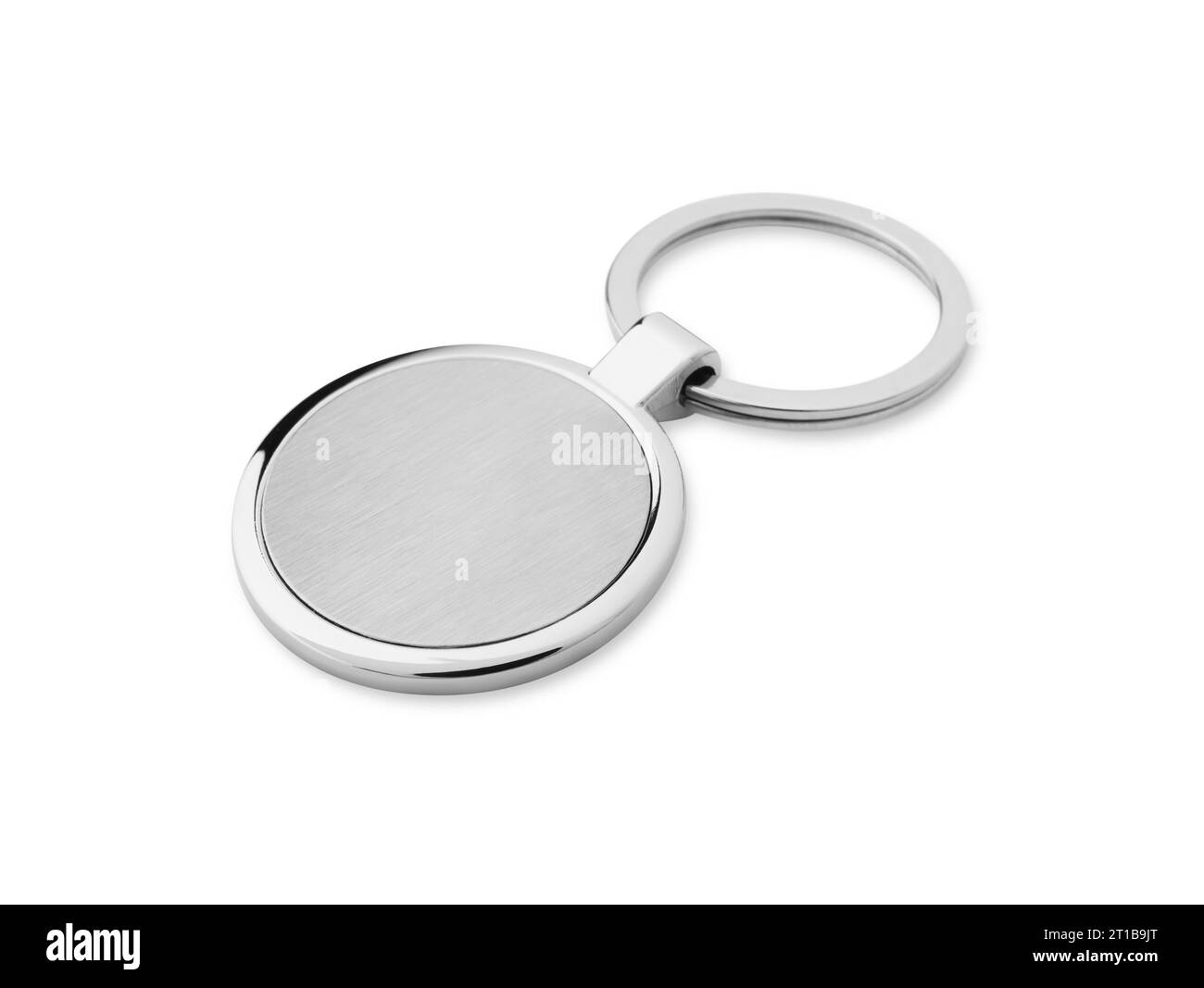One blank metallic keychain isolated on white Stock Photo - Alamy