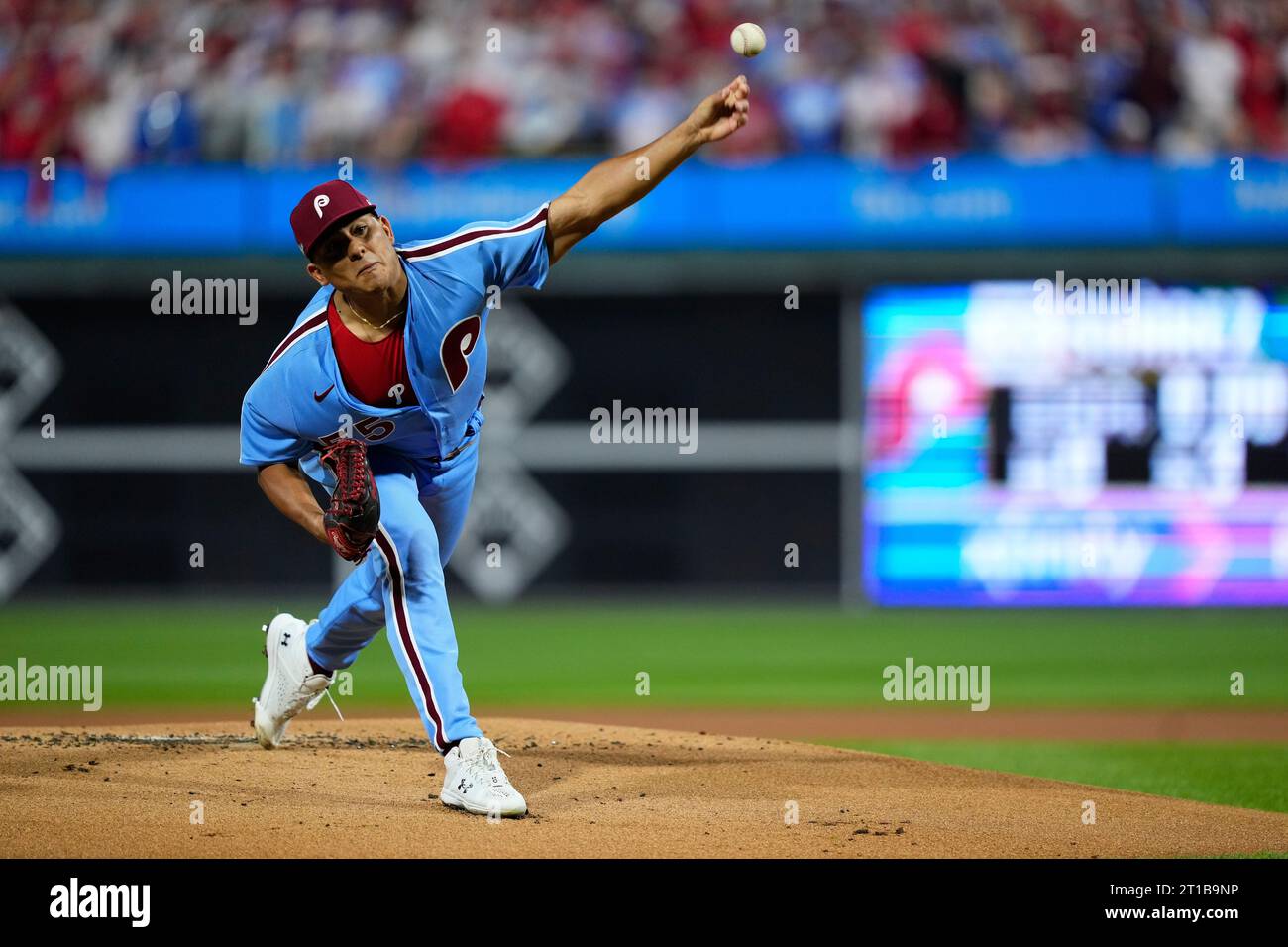 Philadelphia Phillies starting pitcher Ranger Suarez thhorws during the ...