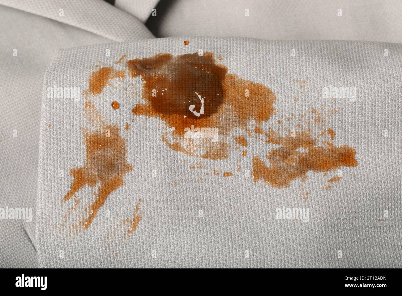 Dirty jacket with stain of coffee as background, closeup Stock Photo ...