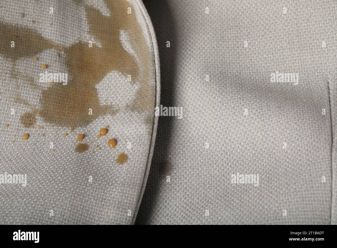Dirty jacket with stain of coffee as background, closeup Stock Photo ...