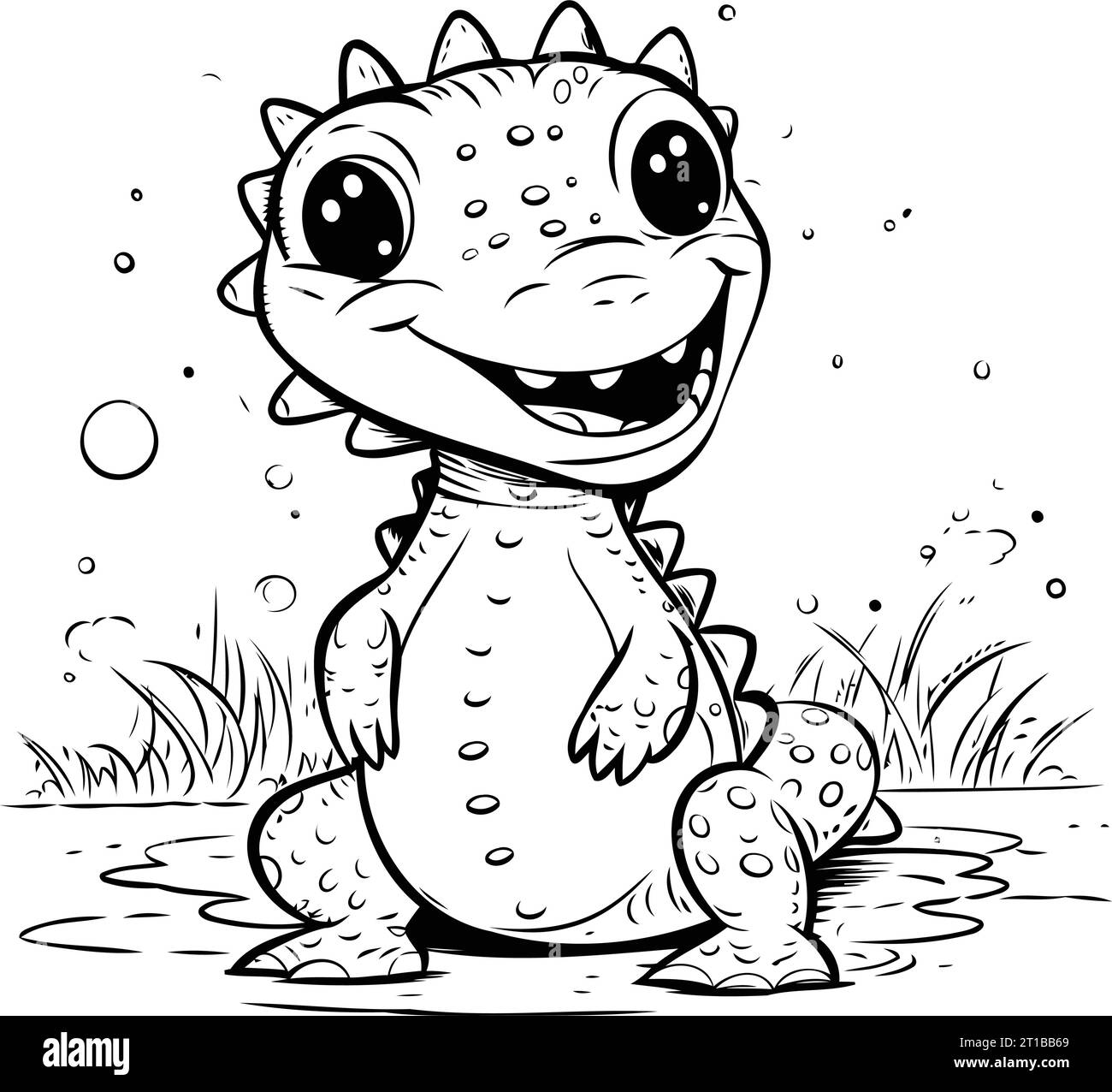 Vector illustration of Cute cartoon dinosaur. Coloring book for ...