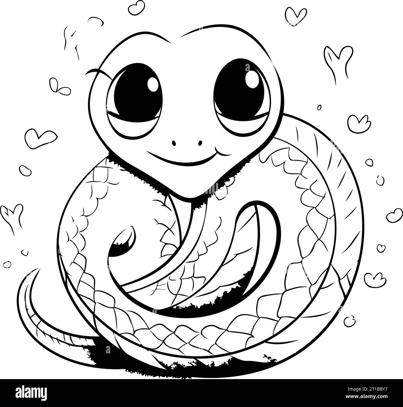Cute cartoon snake. Vector illustration. Coloring book for children ...