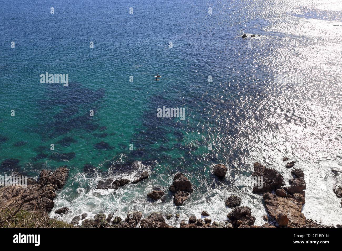 Incredibly clear ocean on the coastline of pacific ocean at Point Dume ...