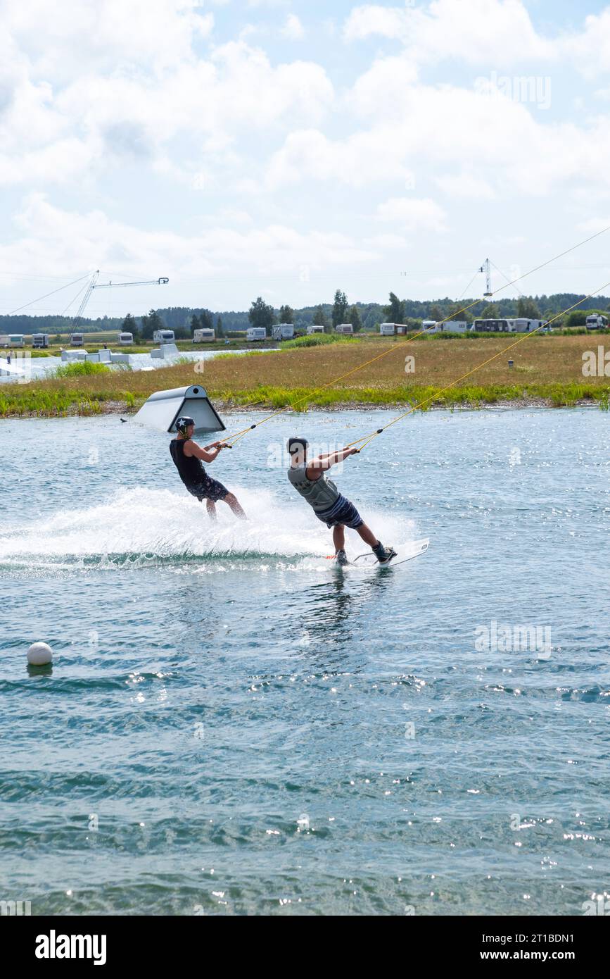 Young men grow their wake boarding skills at the 313 Cable Park, HBH v ...