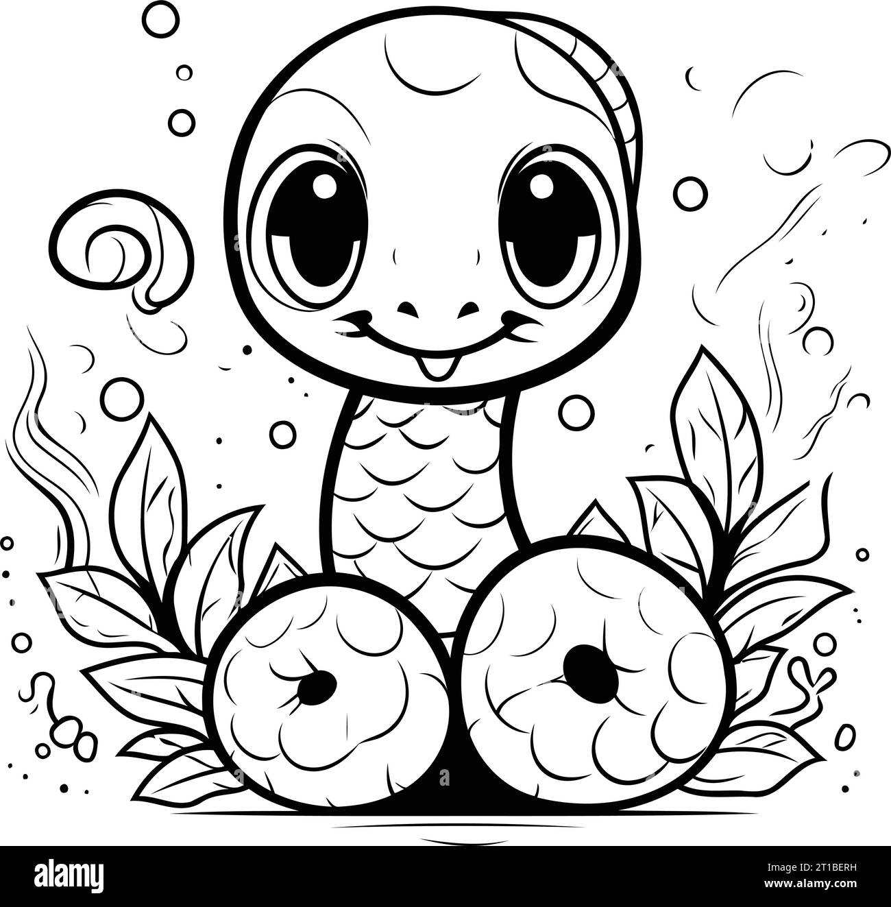 Cute cartoon snake. Coloring book for children. Vector illustration ...