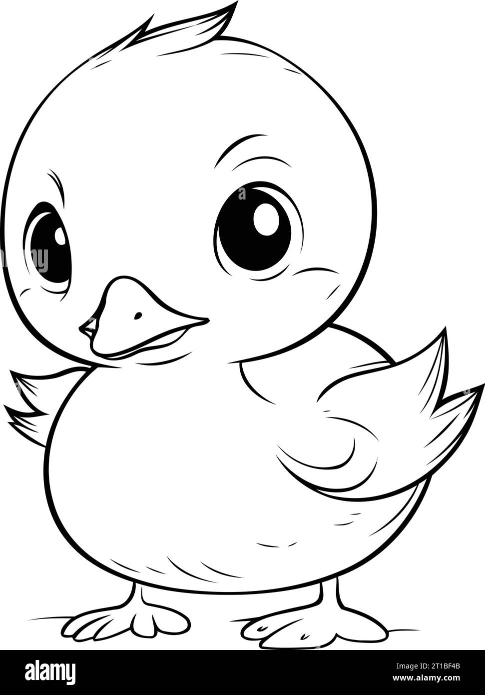 Duckling Black and White Cartoon Illustration. Isolated on White Background Stock Vector Image ...