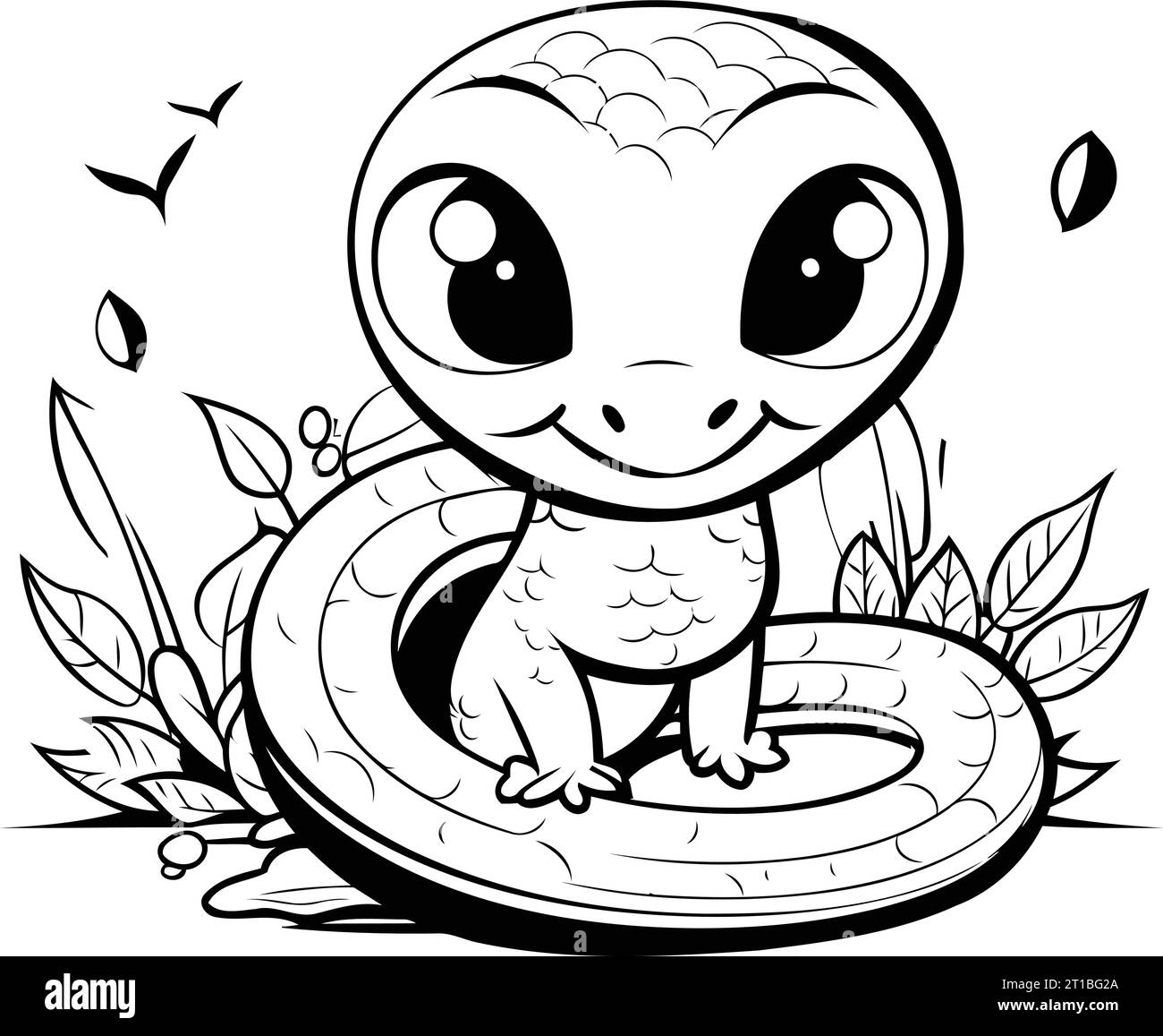 Cute little snake. Coloring book for children. Vector illustration ...