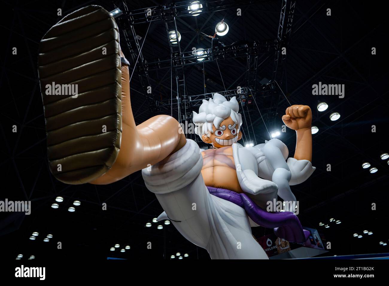 A Luffy's Gear 5 inflatable ballon is displayed in the One Piece manga ...