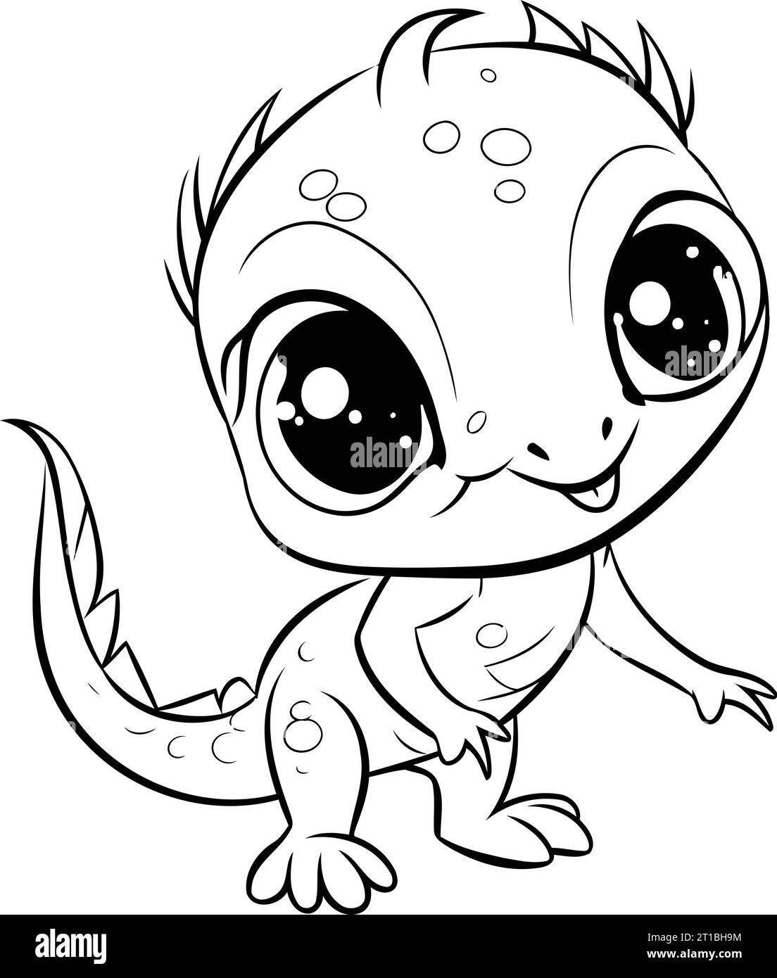 Cute cartoon lizard isolated on a white background. Vector illustration ...