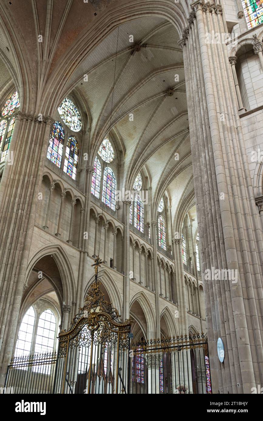 Auxerre, FRANCE - July 17, 2023: Chevet ambulatory triforium and ...