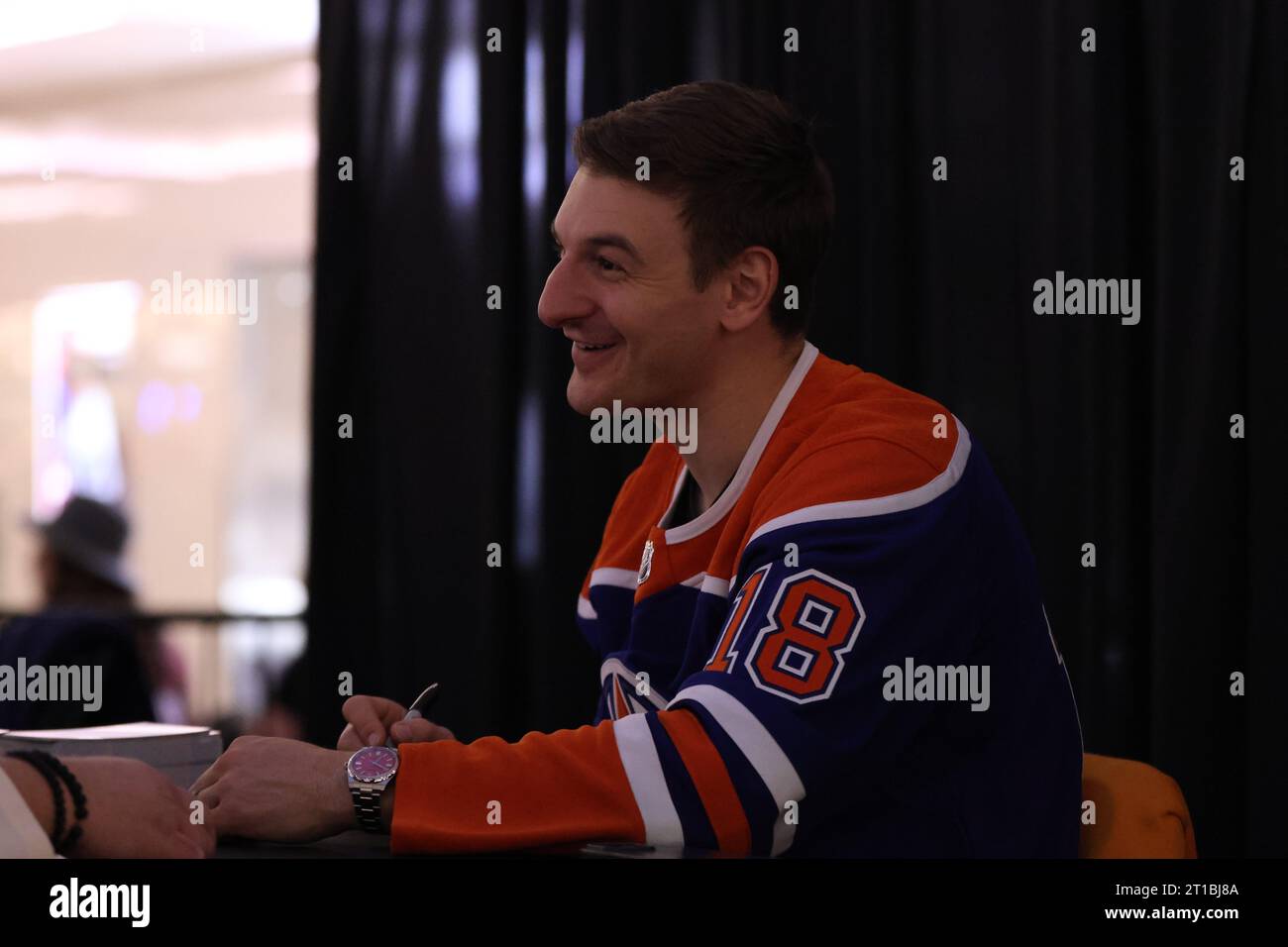 Edmonton, Alberta, Canada. 12th Oct, 2023. Edmonton Oilers ZACH HYMAN ...