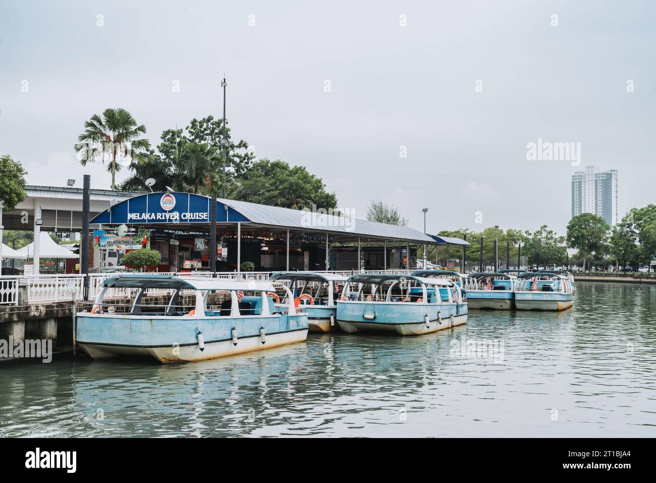 Melaka, Malaysia - July 9, 2023 River cruise boats at the Malacca river, UNESCO World Heritage ...