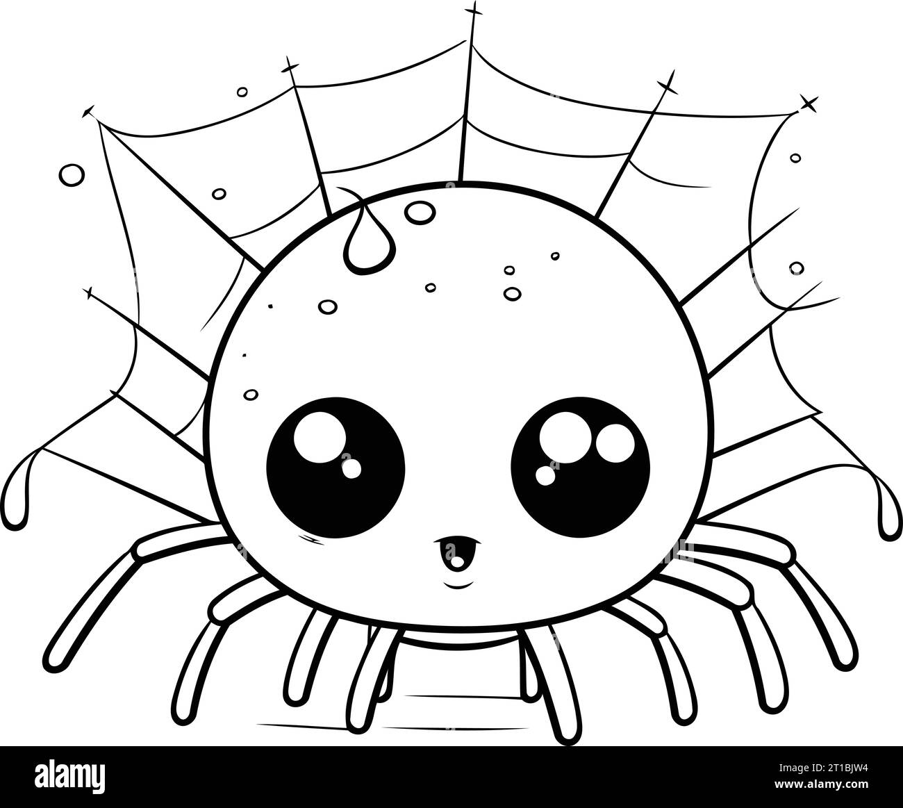 Cute spider cartoon isolated on white background. Black and white ...