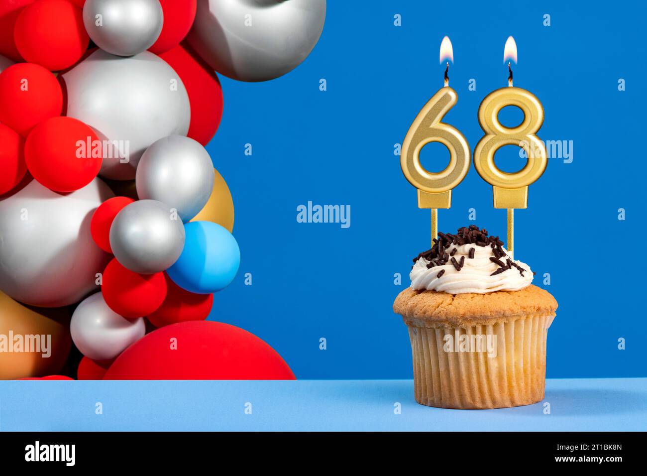 Birthday card with balloons - Candle number 68 Stock Photo - Alamy