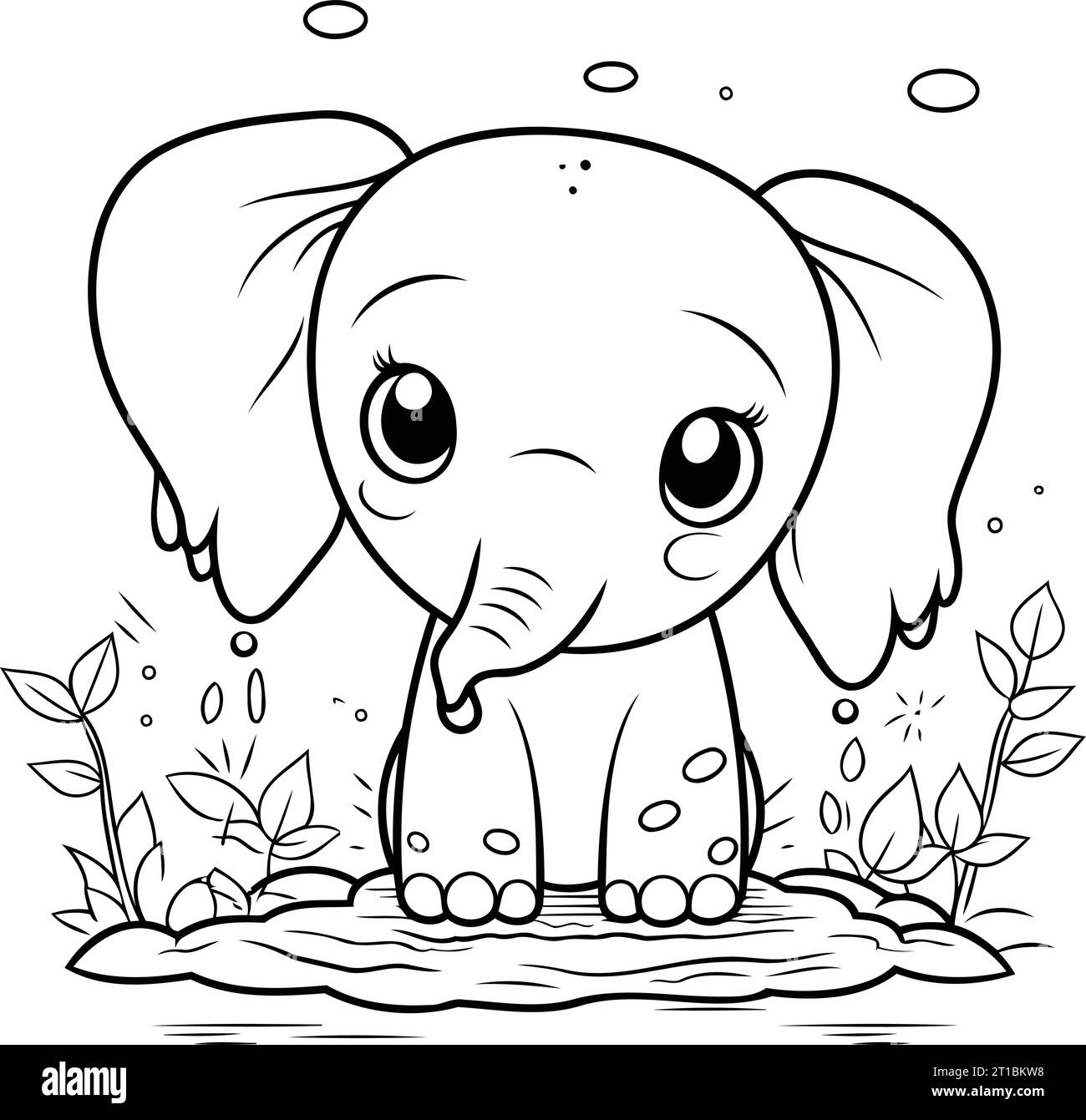 Baby Elephant Outline Image