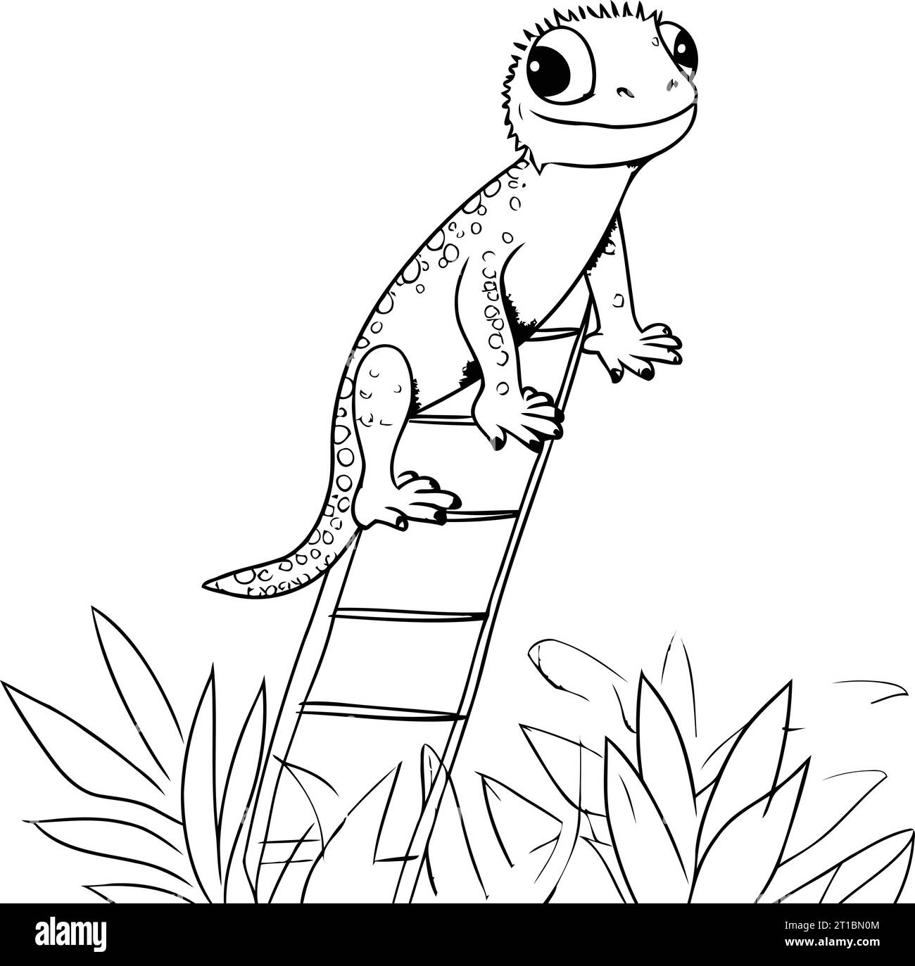Cute lizard on a ladder. Coloring book for children Stock Vector Image ...