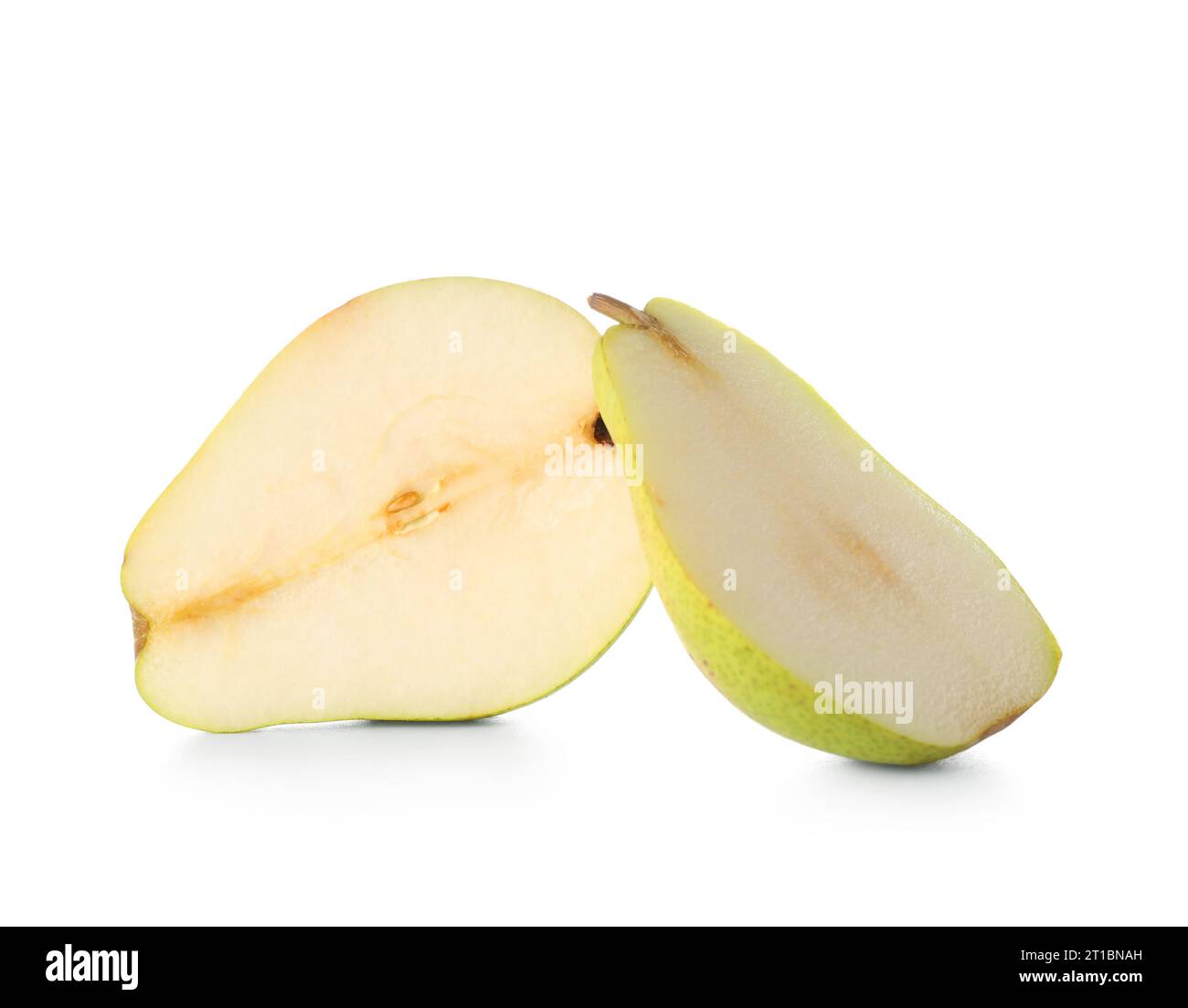 Halves ripe juicy pear Cut Out Stock Images & Pictures - Alamy