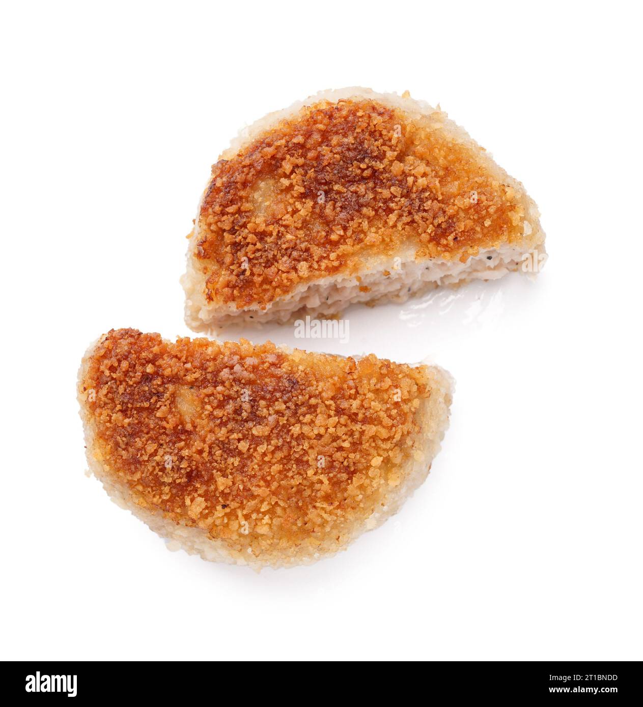 Pieces of tasty meat cutlet on white background Stock Photo - Alamy
