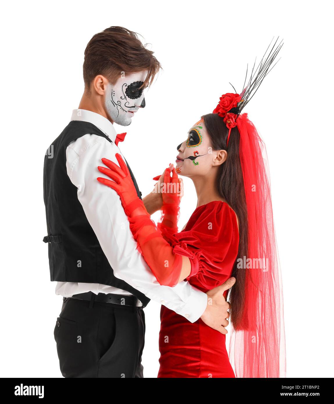 Young couple dressed for Mexico's Day of the Dead (El Dia de Muertos ...