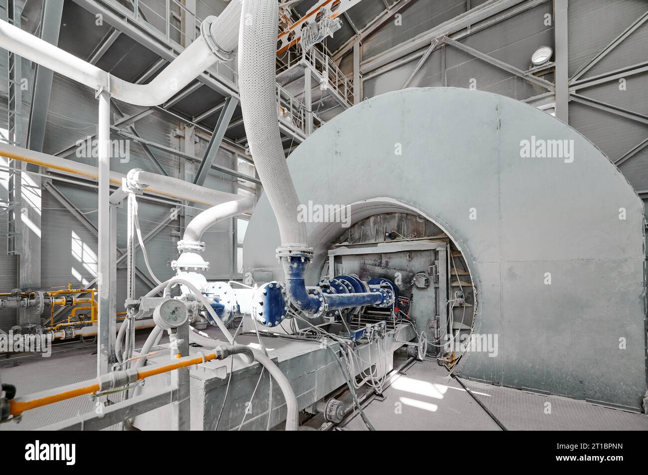 Fuel burning device of tubular rotary furnace at calx plant Stock Photo ...
