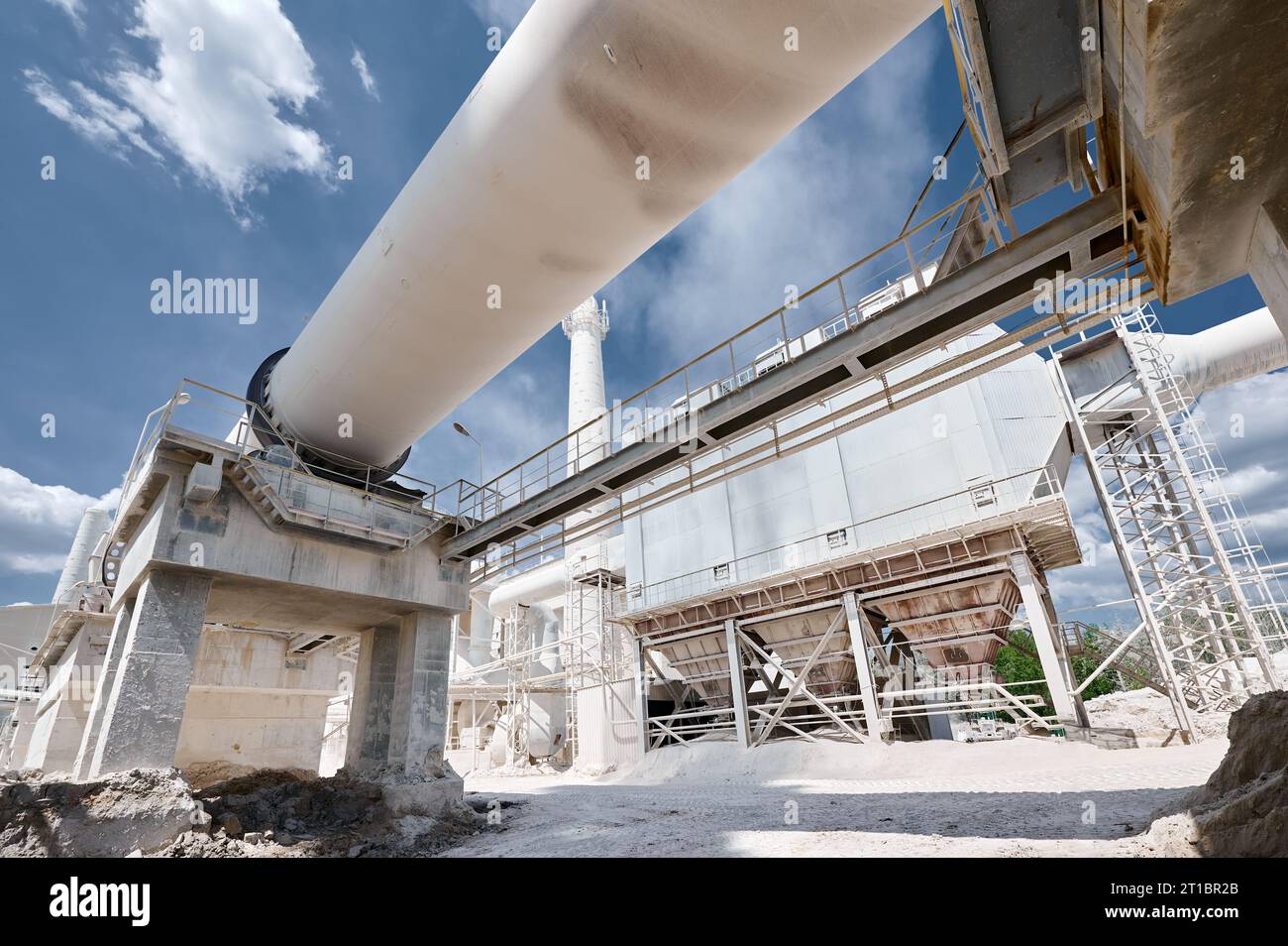 Tubular rotary furnace for construction materials at factory Stock ...