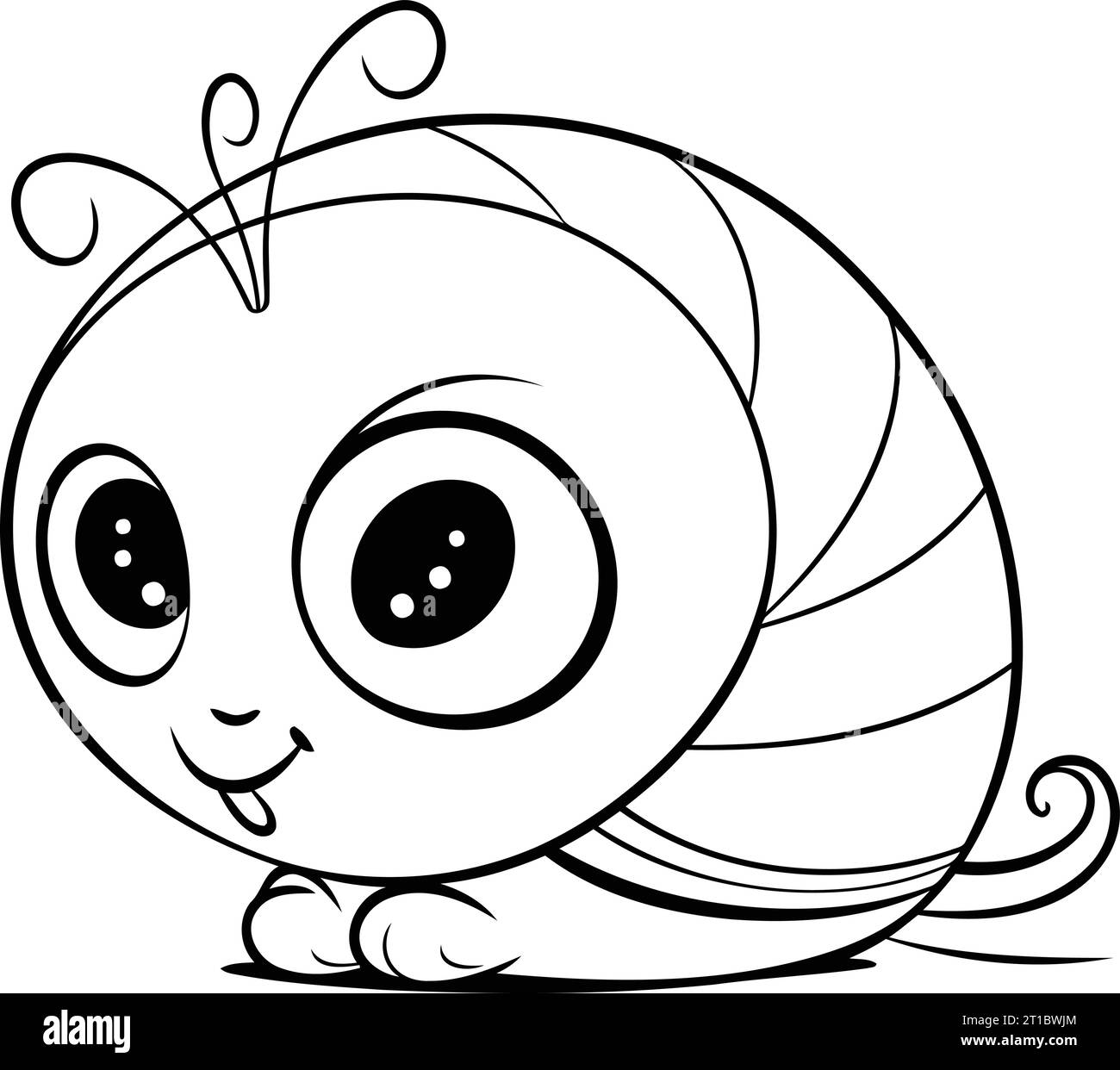 Cute cartoon snail. Black and white vector illustration for coloring ...