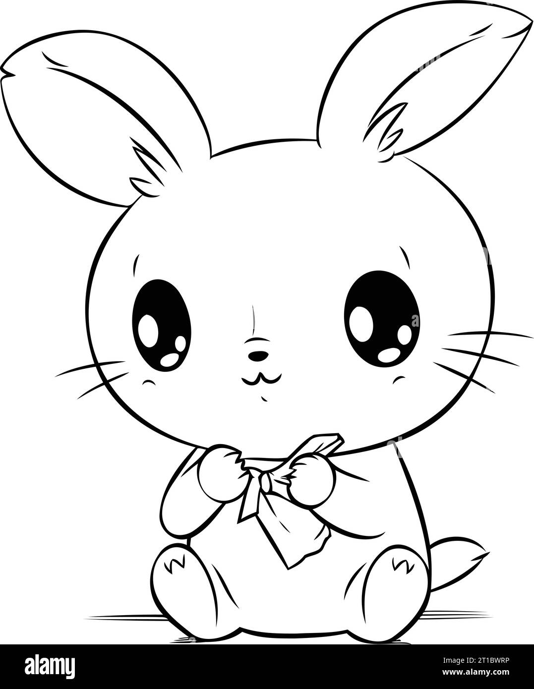 Cute Cartoon Bunny With A Bow Vector Illustration On A White Background Stock Vector Image
