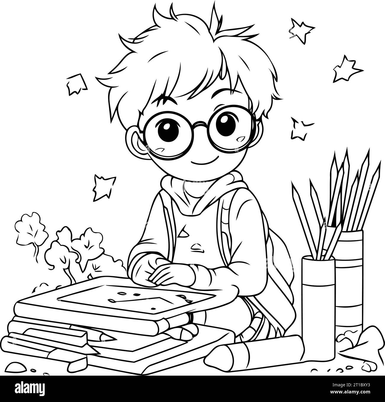 School books coloring vector vectors hi-res stock photography and ...