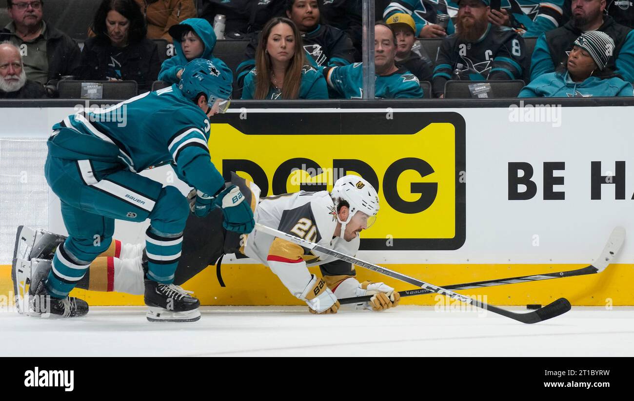 Vegas Golden Knights center Chandler Stephenson, right, reaches for the ...
