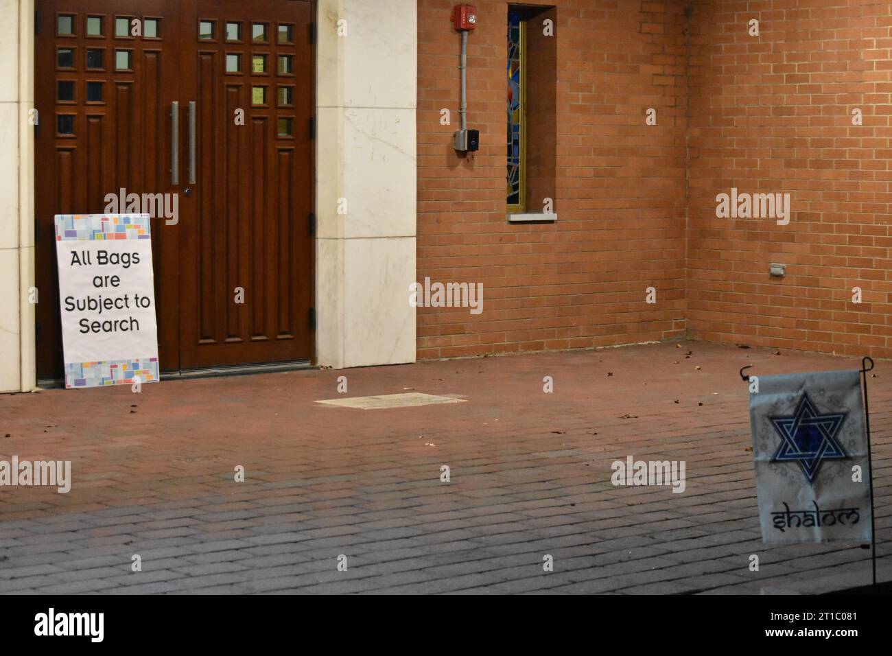 Wayne, United States. 12th Oct, 2023. Shalom signage welcoming visitors ...
