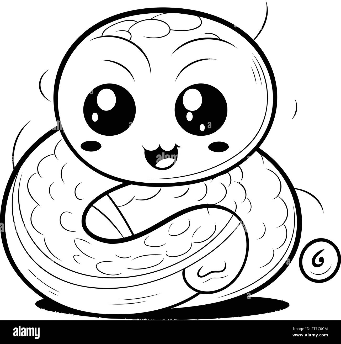 Cute cartoon snail. Black and white vector illustration isolated on ...