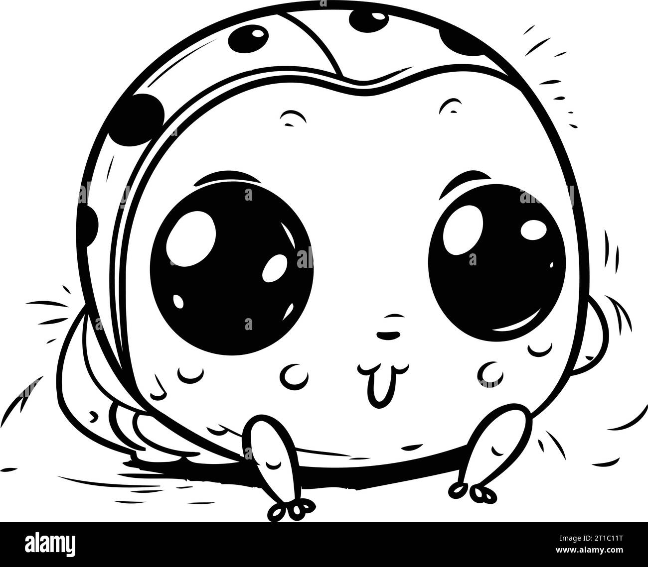 Cute cartoon snail isolated on white background. Black and white vector ...