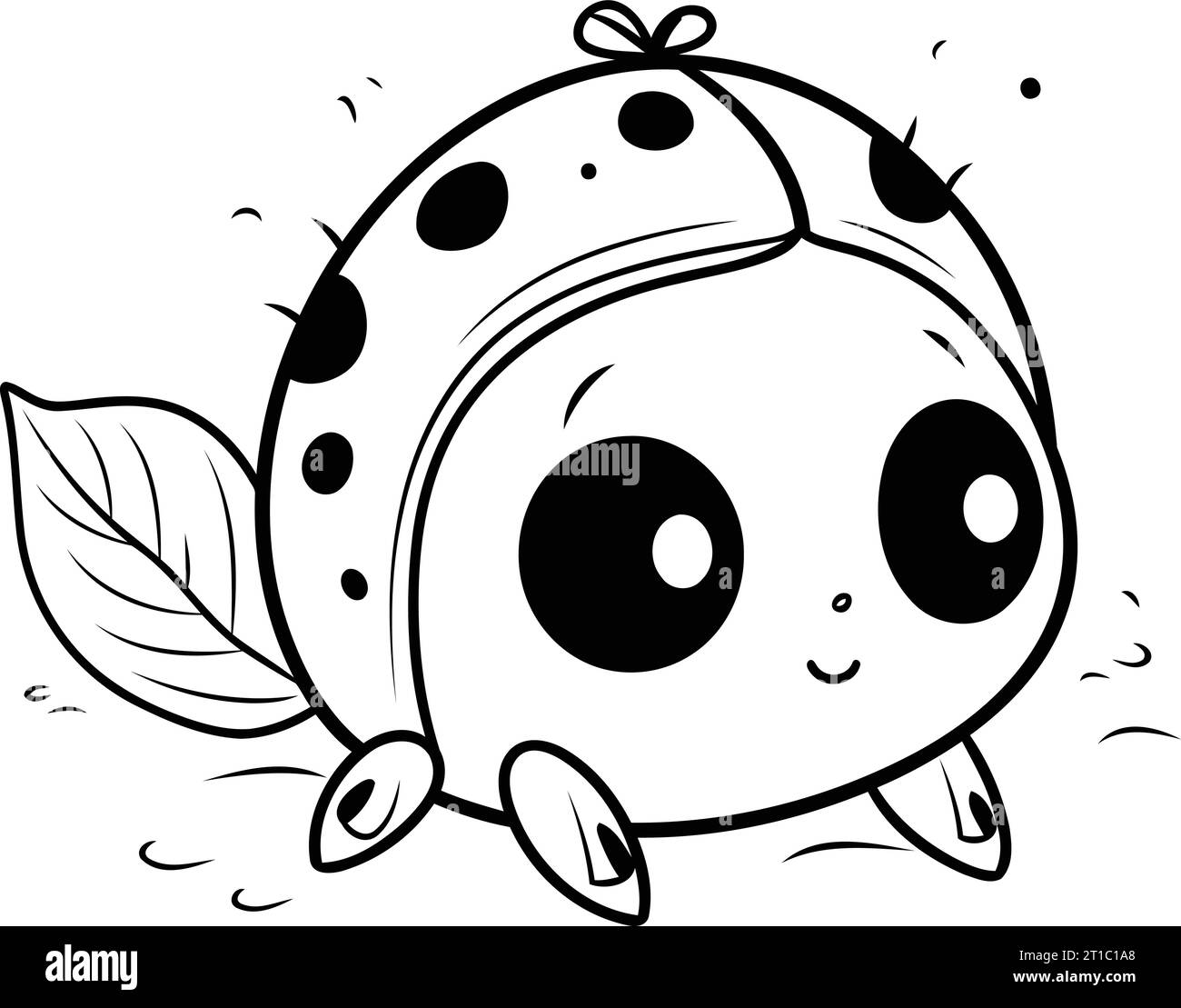Cute cartoon ladybug. Black and white vector illustration isolated on ...