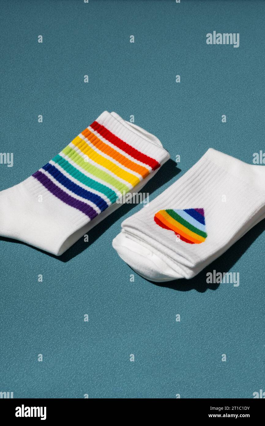 Rainbow socks layout. Symbolic pride month LGBT Stock Photo - Alamy