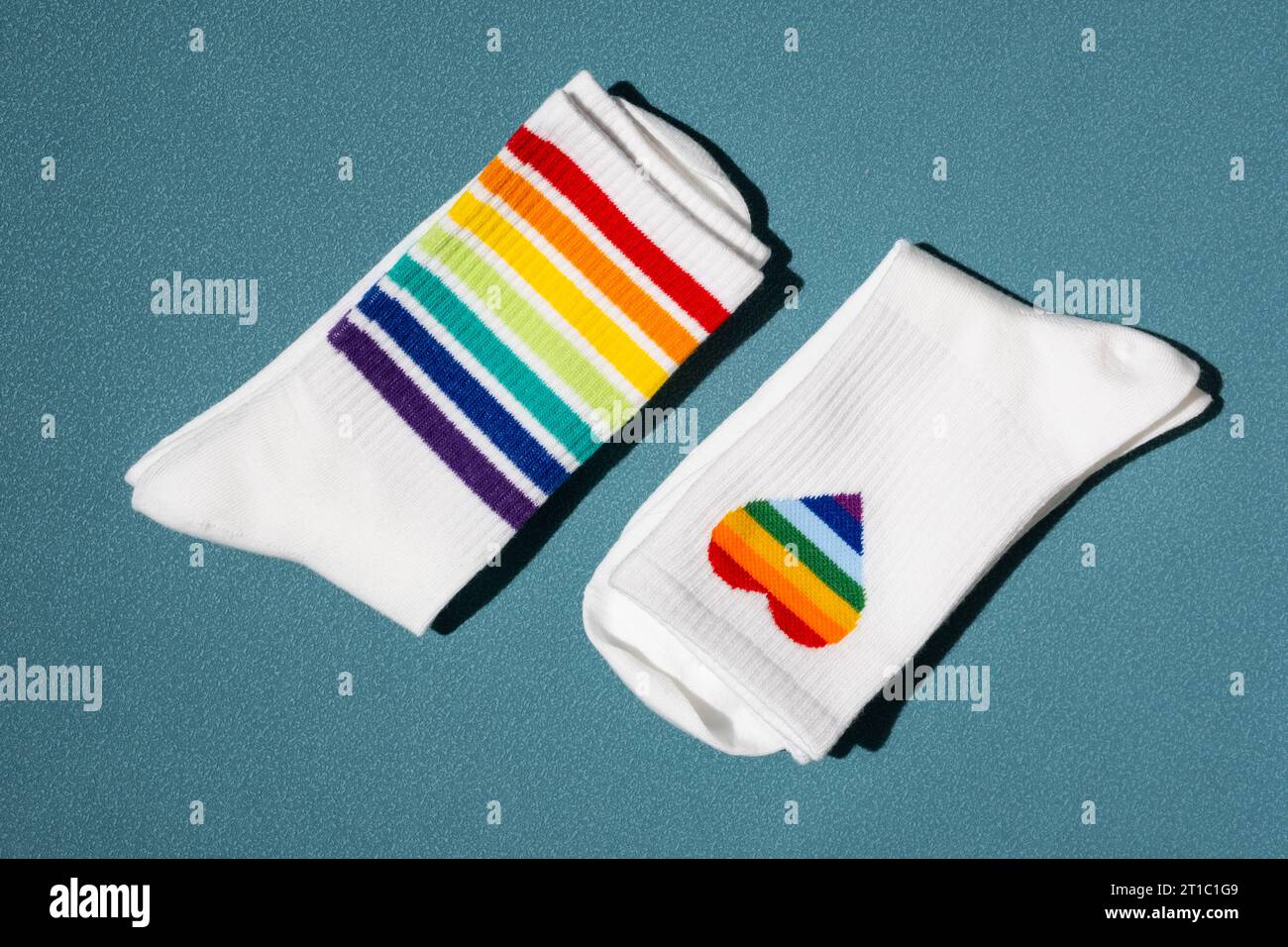 Rainbow socks layout. Symbolic pride month LGBT Stock Photo - Alamy