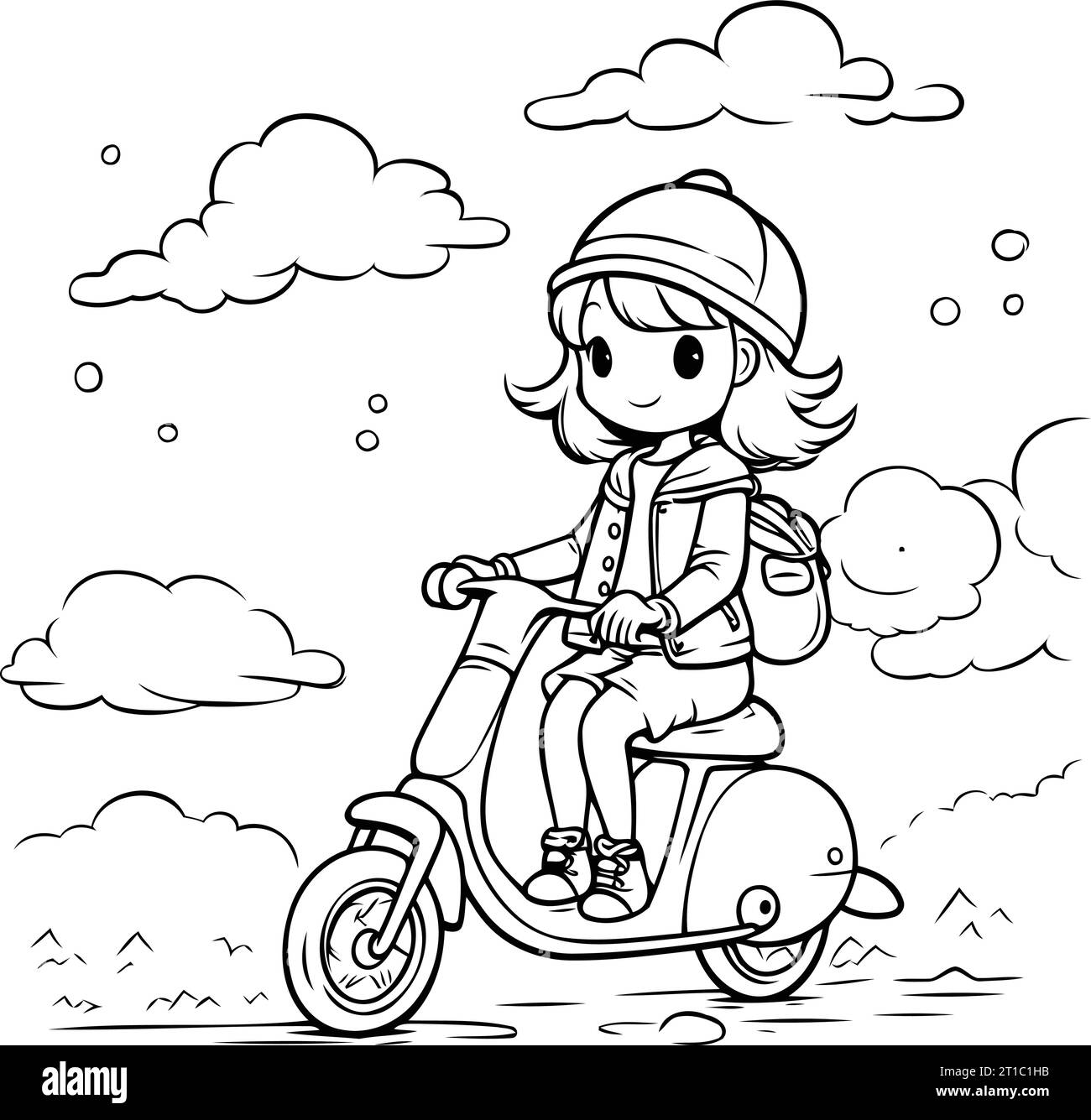 Girl on a motorcycle Black and White Stock Photos & Images - Alamy