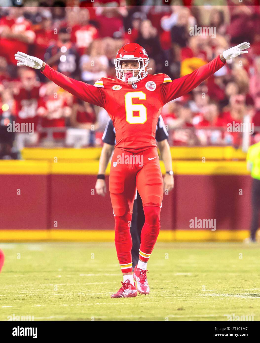 Kansas City Chiefs safety Bryan Cook (6) signals for an incomplete ...