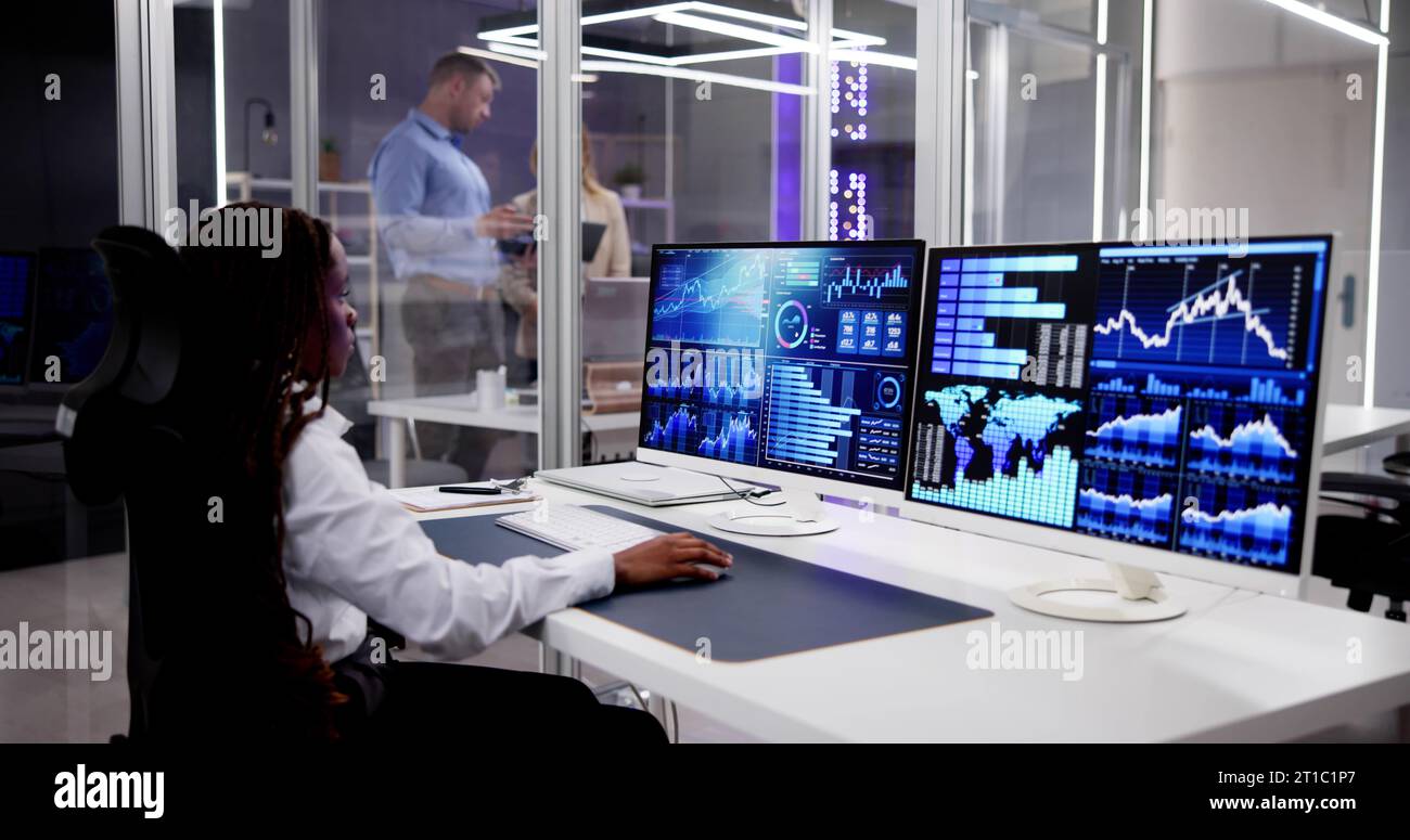 Financial Business Analytics Data Dashboard. Analyst Man Stock Photo ...