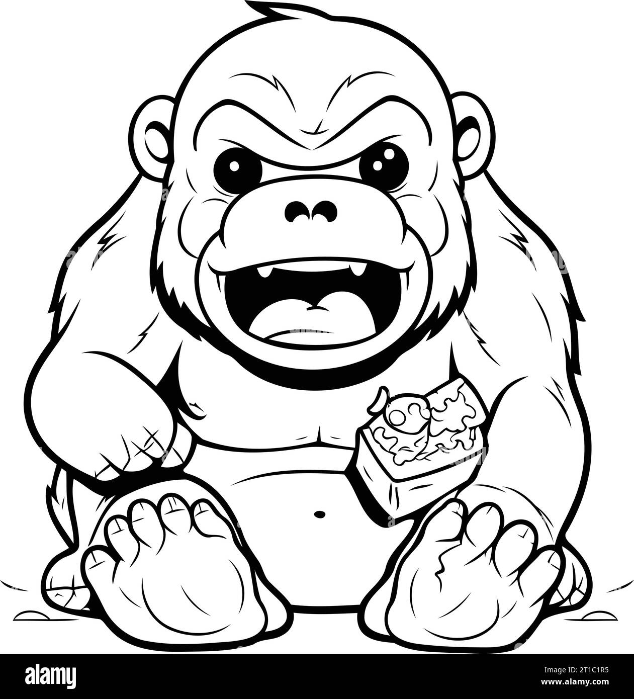 Monkey eating cake Stock Vector Images - Alamy