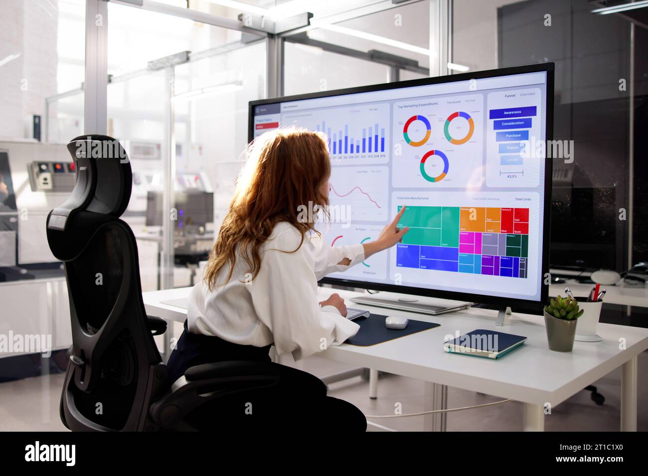Financial Business Analytics Data Dashboard. Analyst Woman Stock Photo ...