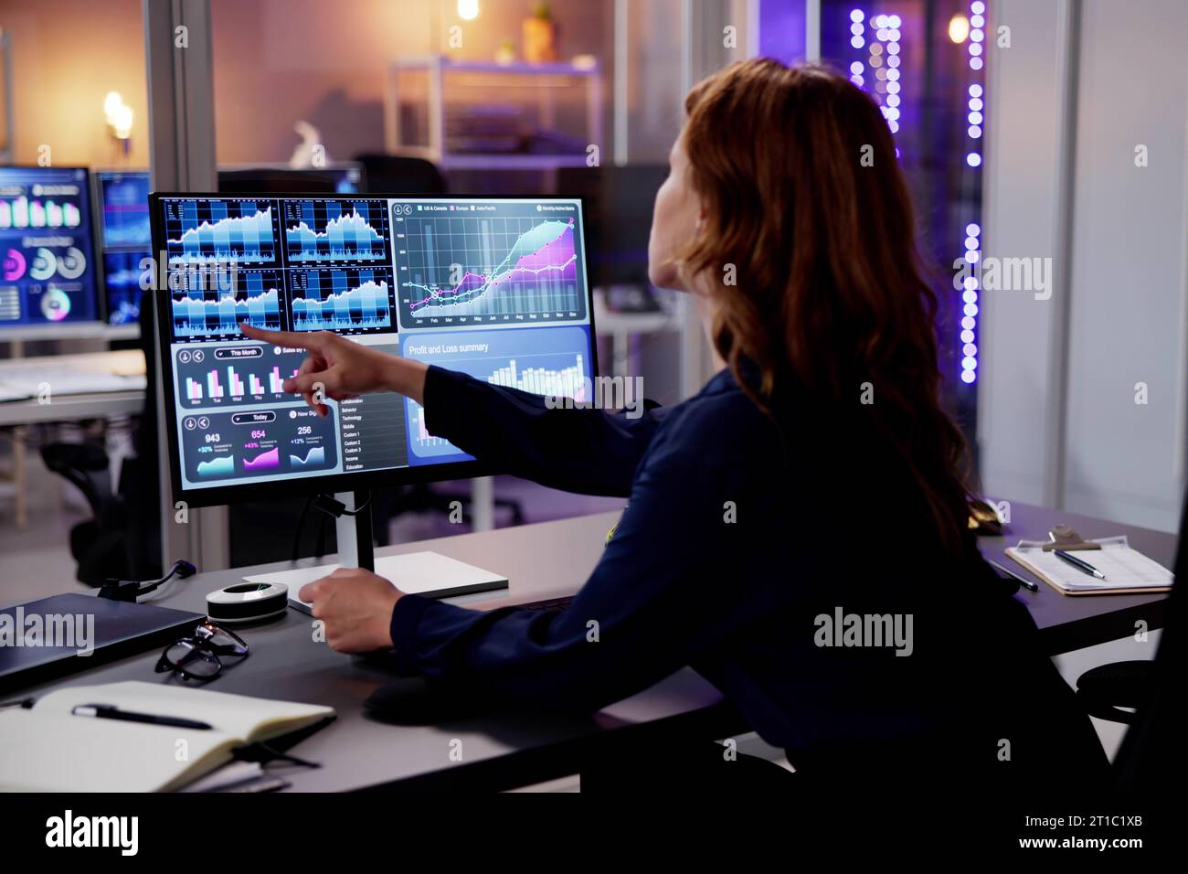 Financial Business Analytics Data Dashboard. Analyst Woman Stock Photo ...